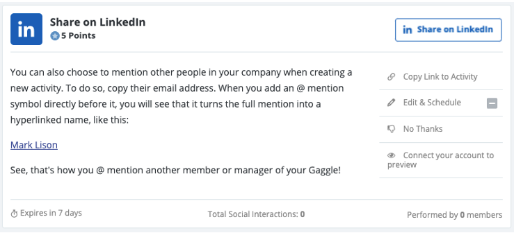 Using the Mention Feature With Your GaggleAMP Activities – Knowledge Center