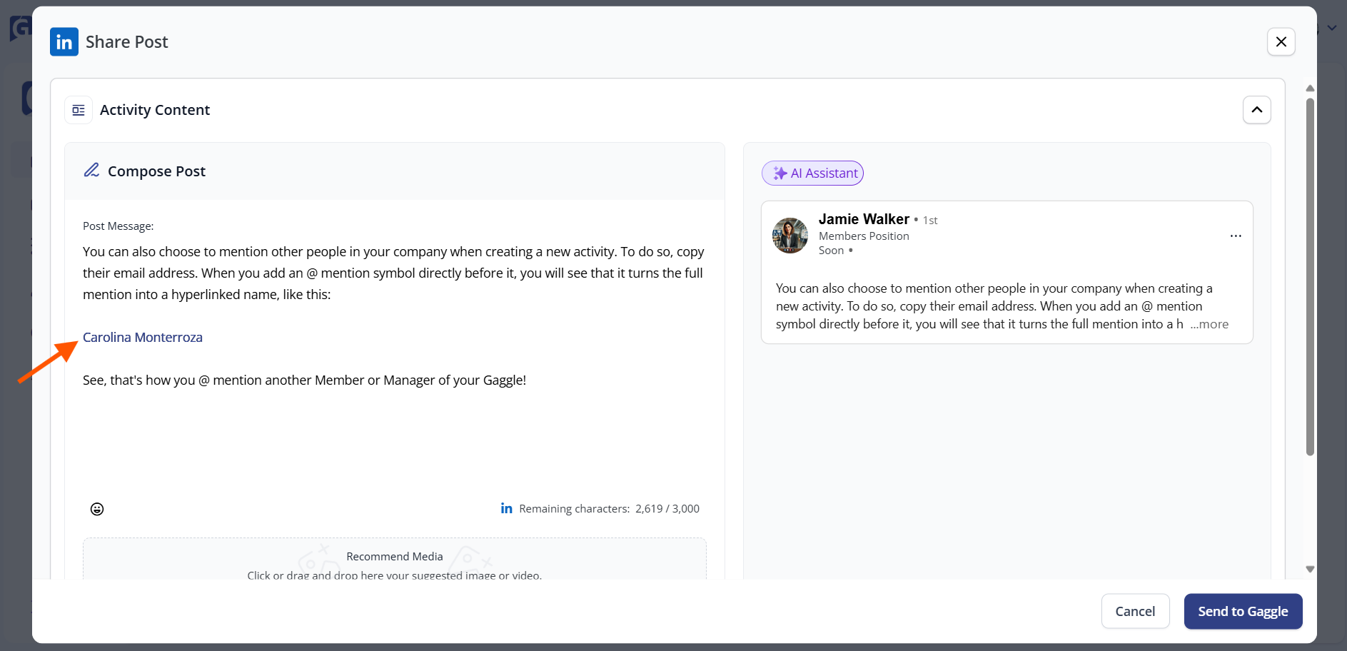 Using the Mention Feature With Your GaggleAMP Activities – Knowledge Center