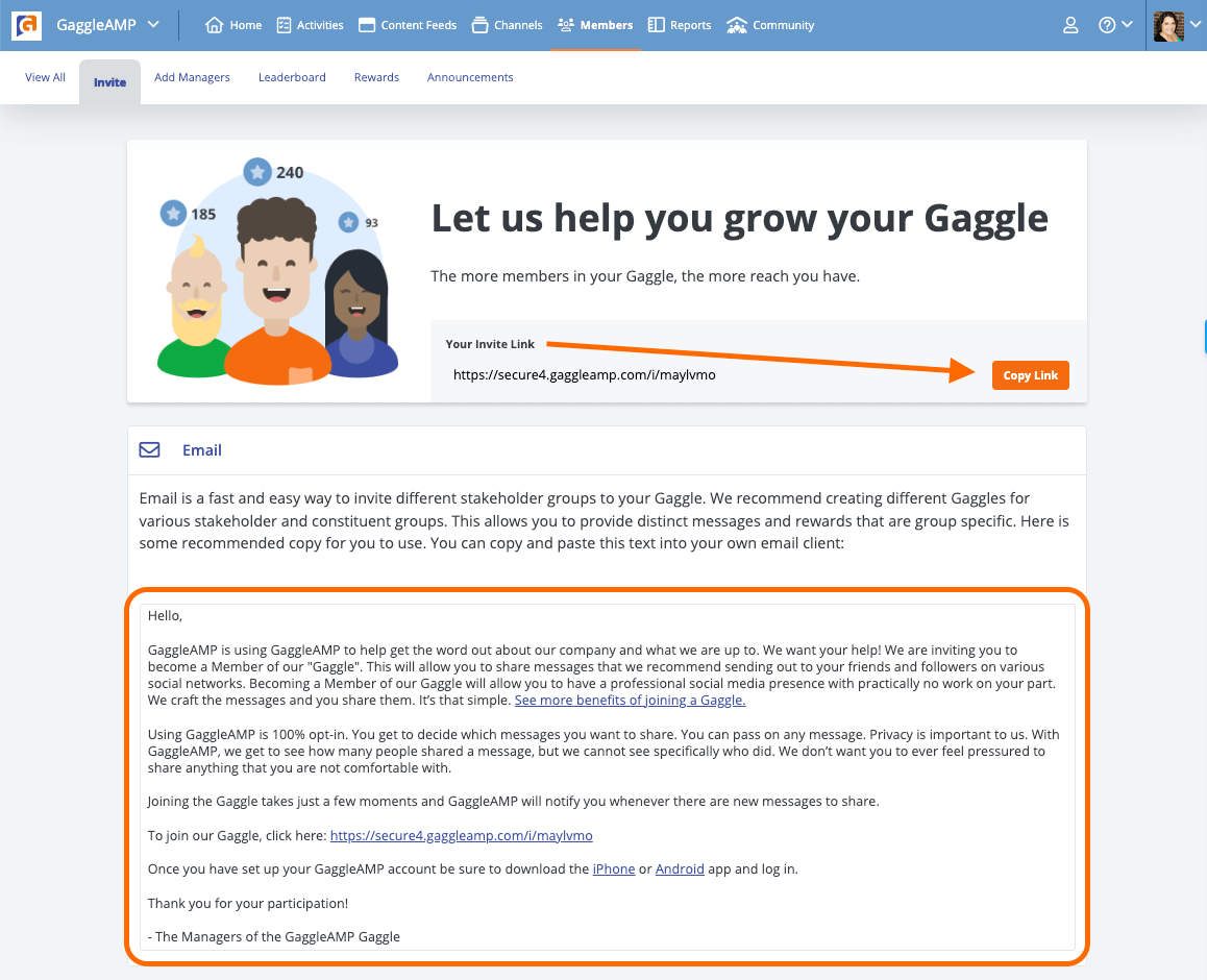 How Do I Customize my Gaggle Member Invitation? – Knowledge Center